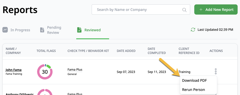 How do I download a PDF report? – Fama Support Center