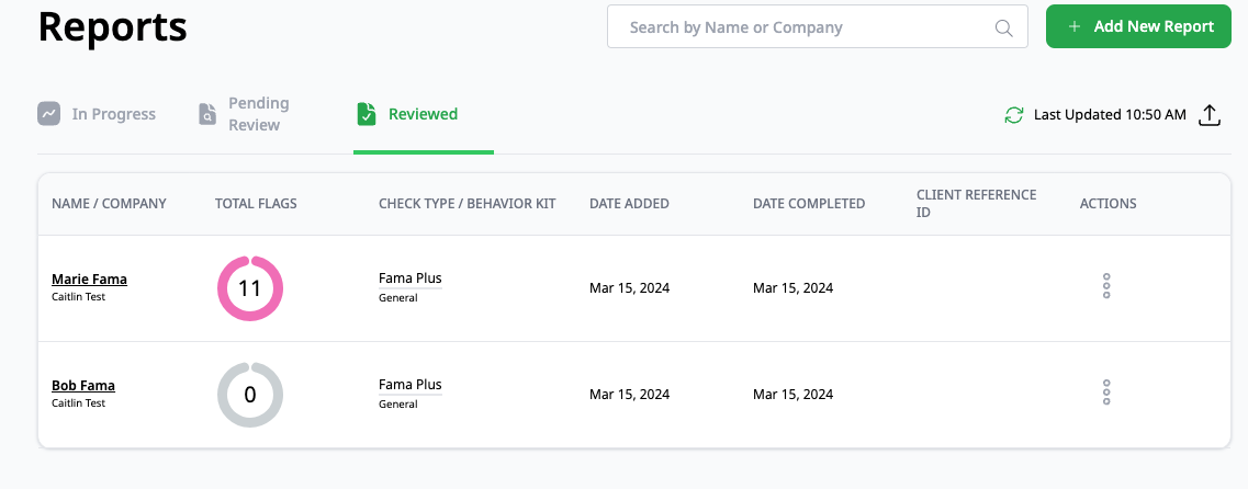Report Review Workflow – Fama Support Center