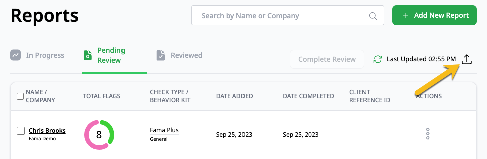 Exporting Report Information to CSV – Fama Support Center